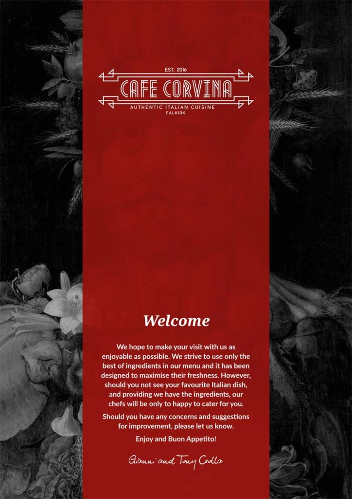 A La Carte Menu - Cafe Corvina